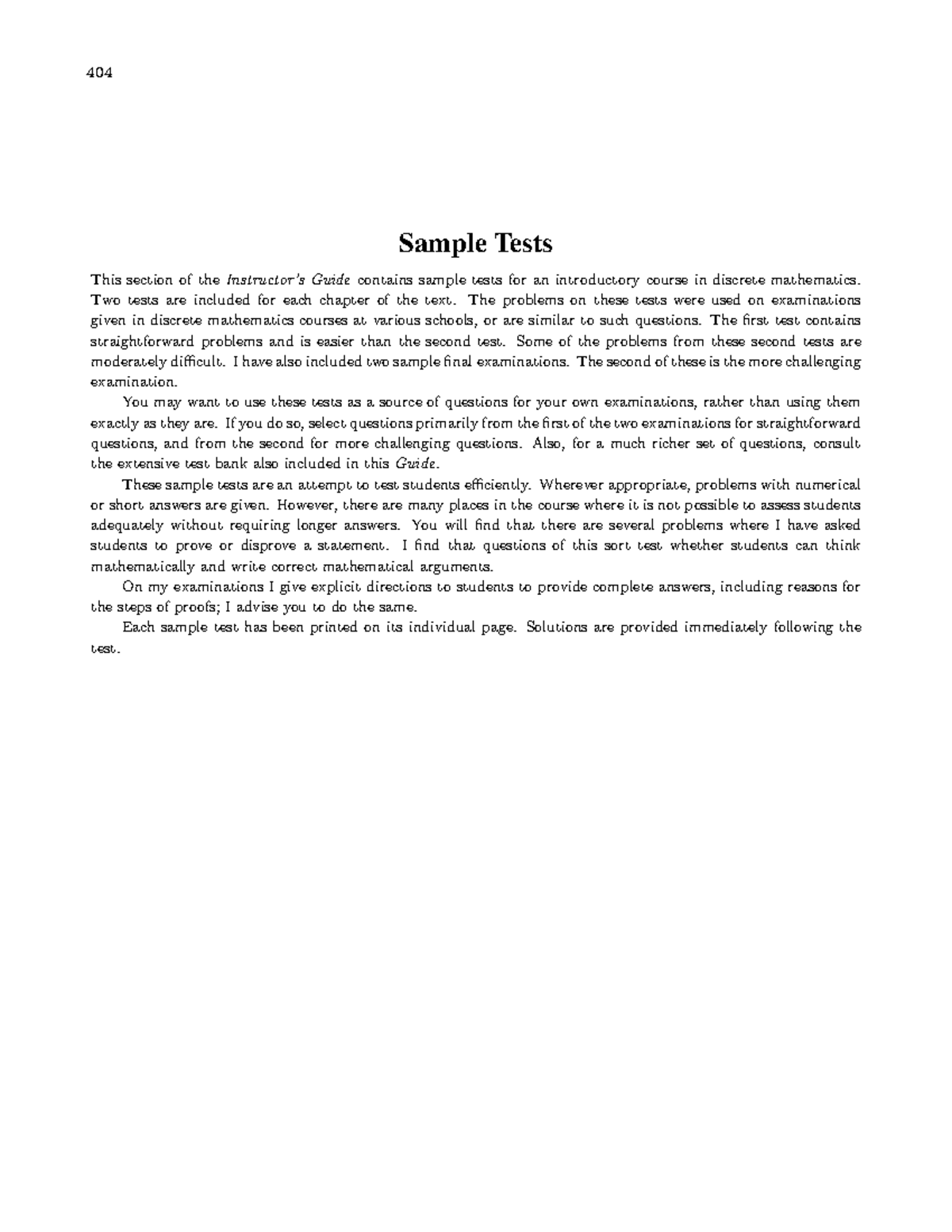 IRG Sample Tests - 404 Sample Tests This section of theInstructor’s ...