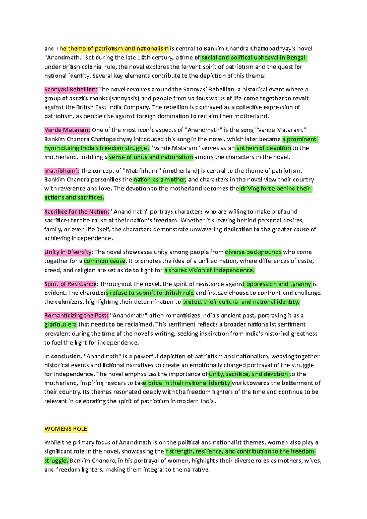 Anandmath - hope this hlps - and The theme of patrio琀椀sm and na琀椀 ...