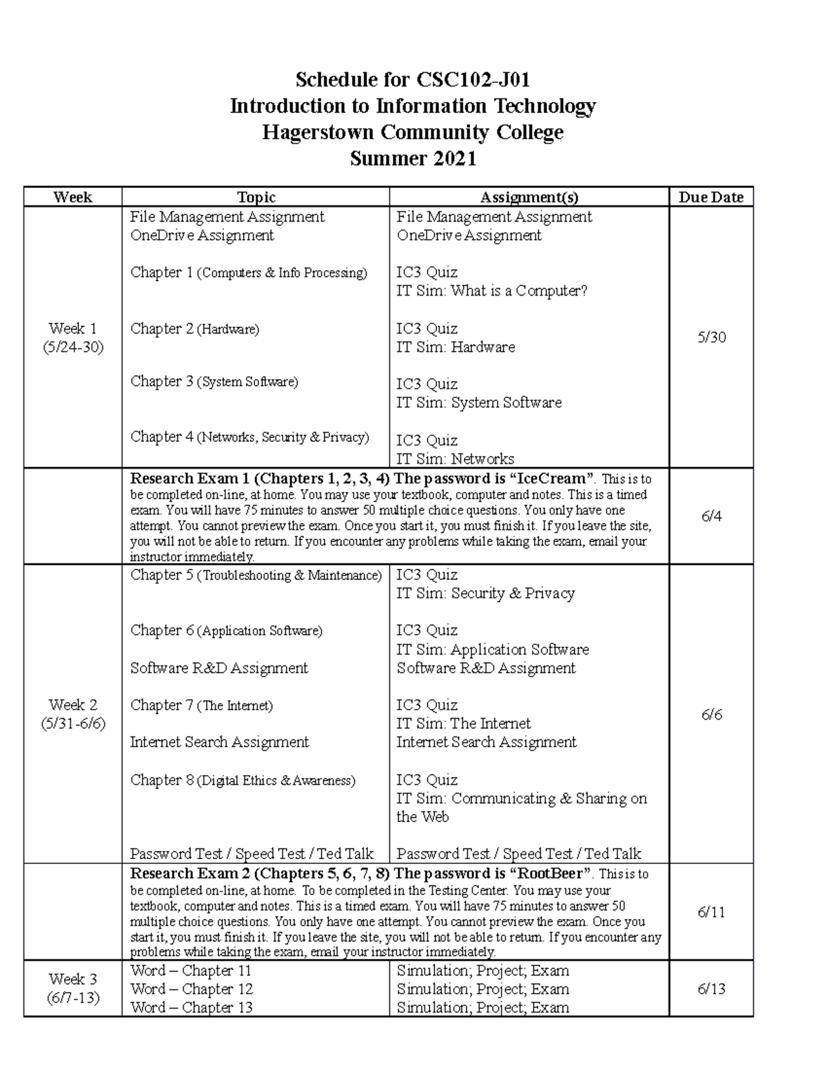 Schedule - Summer 2021 - Schedule for CSC102-J Introduction to ...