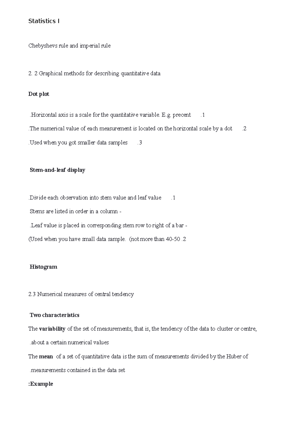 Statistics I lecture notes - Chebyshevs rule and imperial rule 2. 2 ...