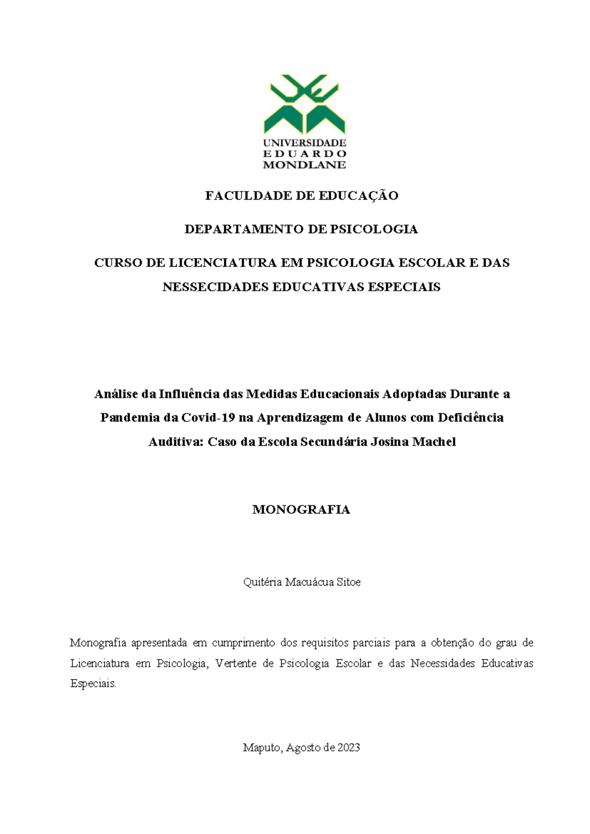 POS- Defesa - Monografia - FACULDADE DE EDUCAÇÃO DEPARTAMENTO DE ...