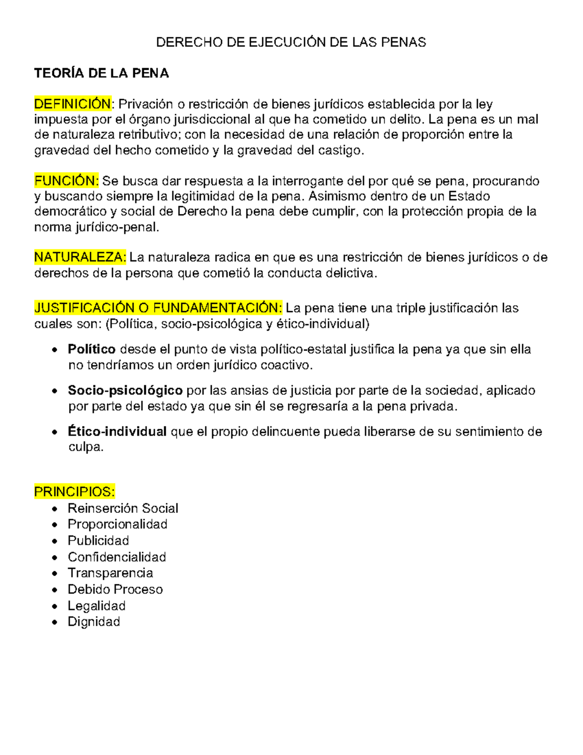 Unidad I - DERECHO DE EJECUCIÓN DE LAS PENAS TEORÍA DE LA PENA ...