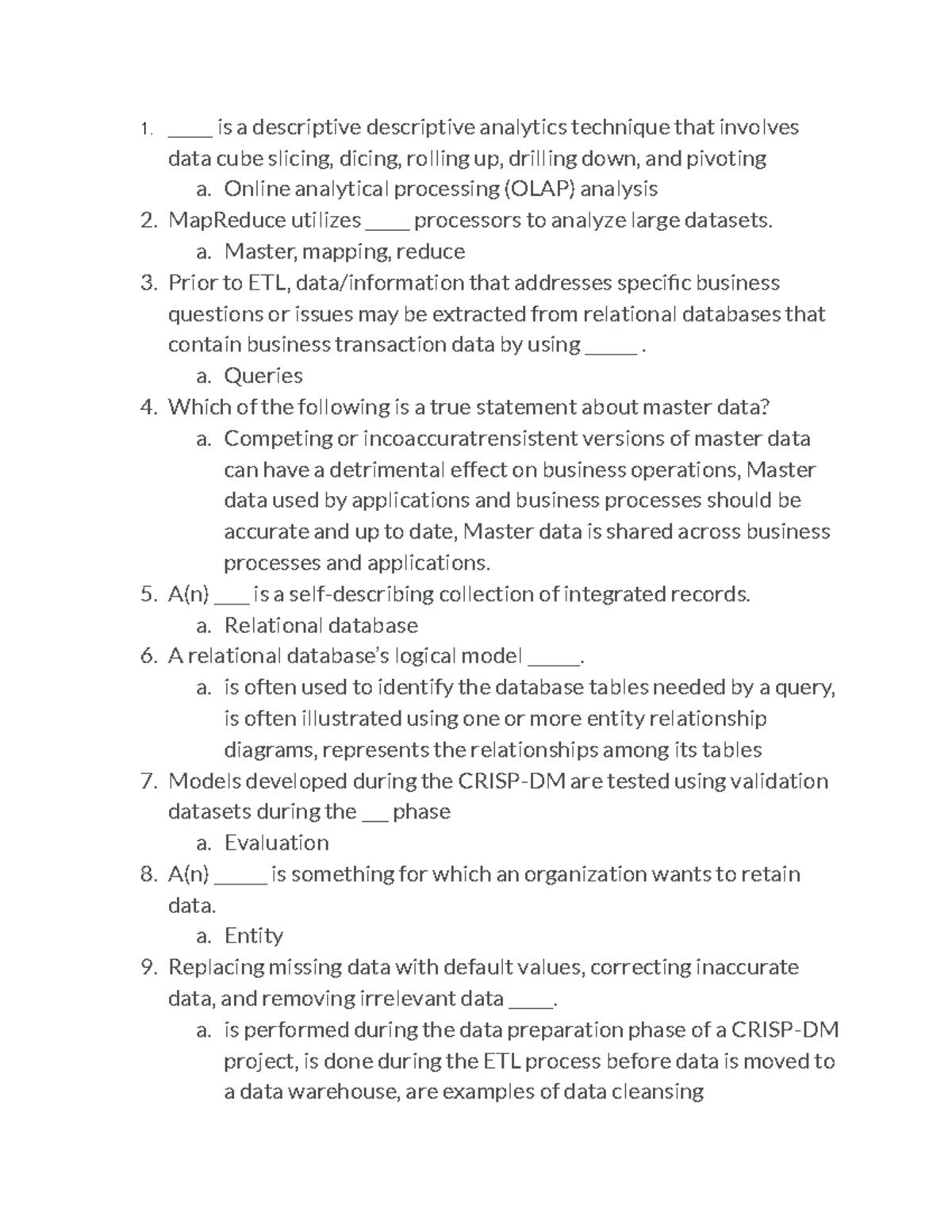 Ch.12 cism questions - _____ is a descriptive descriptive analytics ...