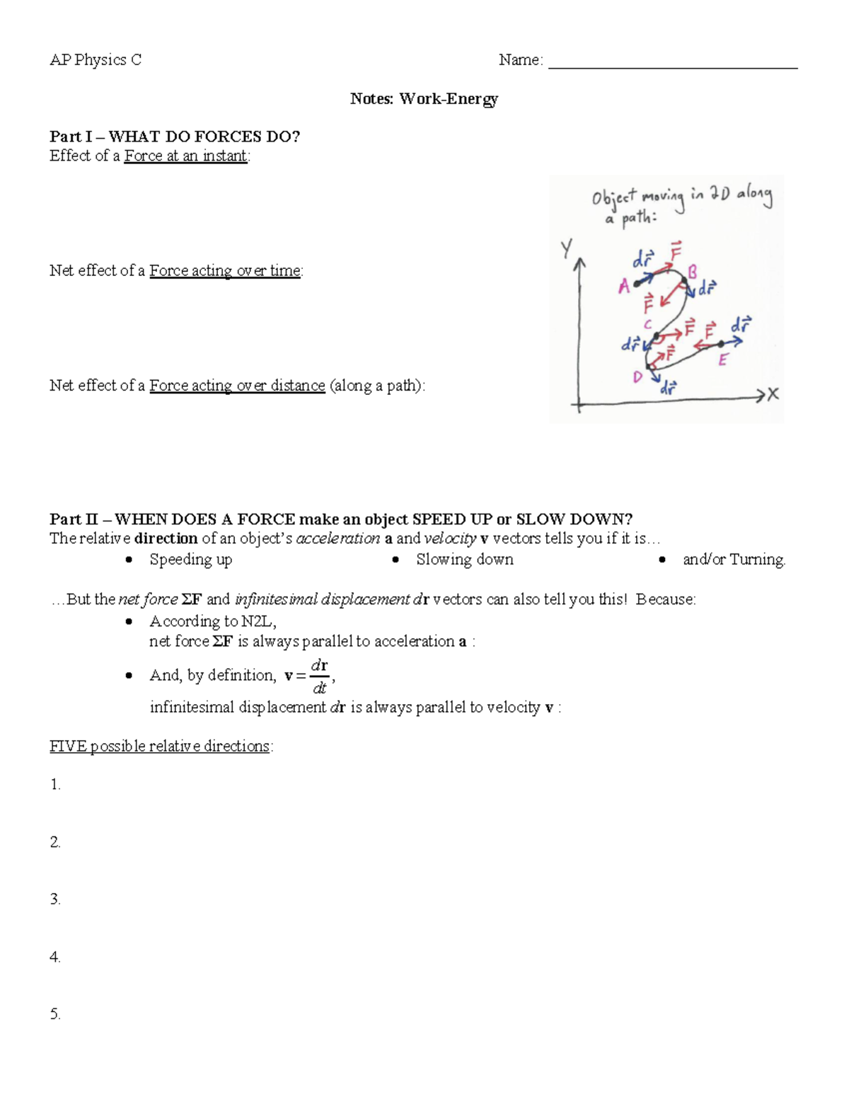 Notes work-energy 2016 - AP Physics C Name ...