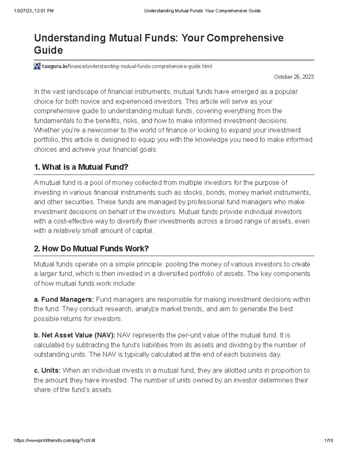Understanding Mutual Funds Your Comprehensive Guide - October 26, 2023 ...