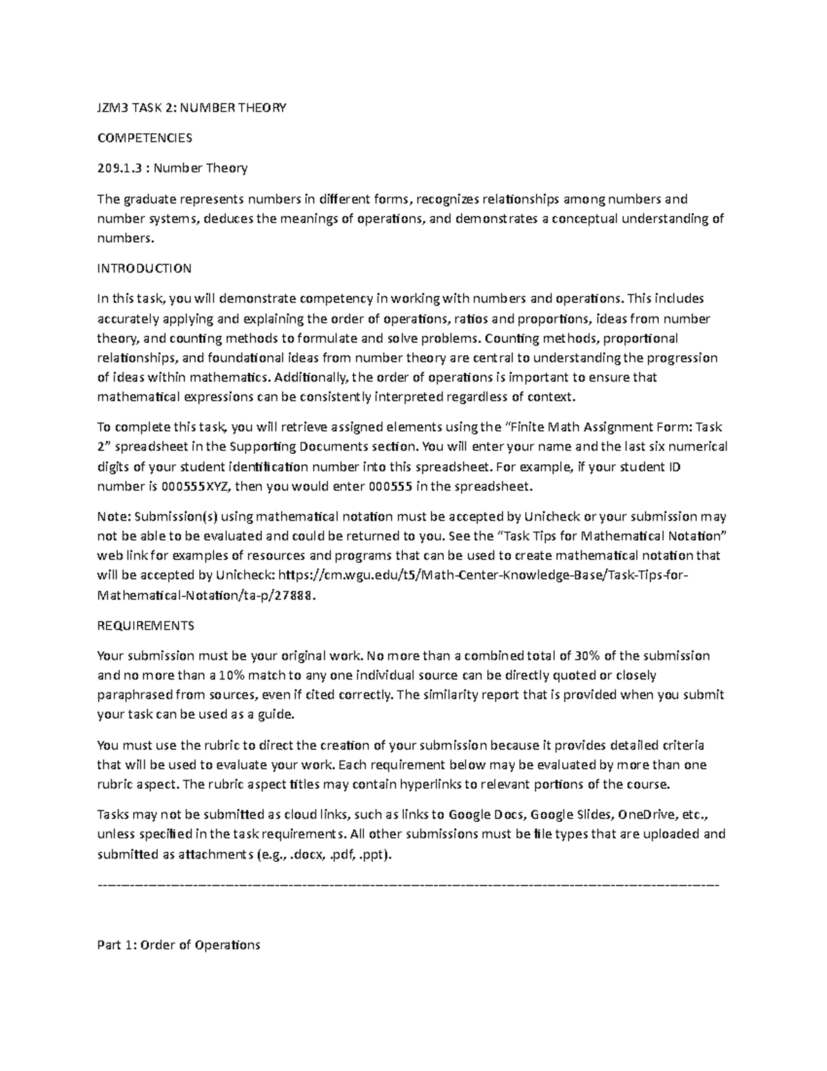 QTT2 two - passed - JZM3 TASK 2: NUMBER THEORY COMPETENCIES 209.1 : Number Theory The graduate ...