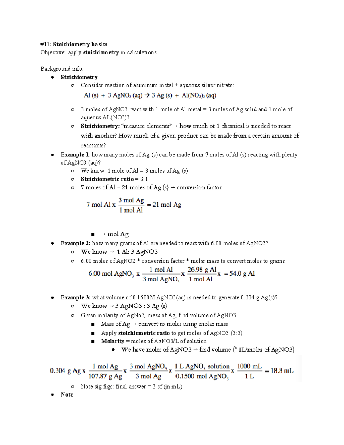 Skill Builders 11-12 + Exp 6 - #11: Stoichiometry basics Objective ...
