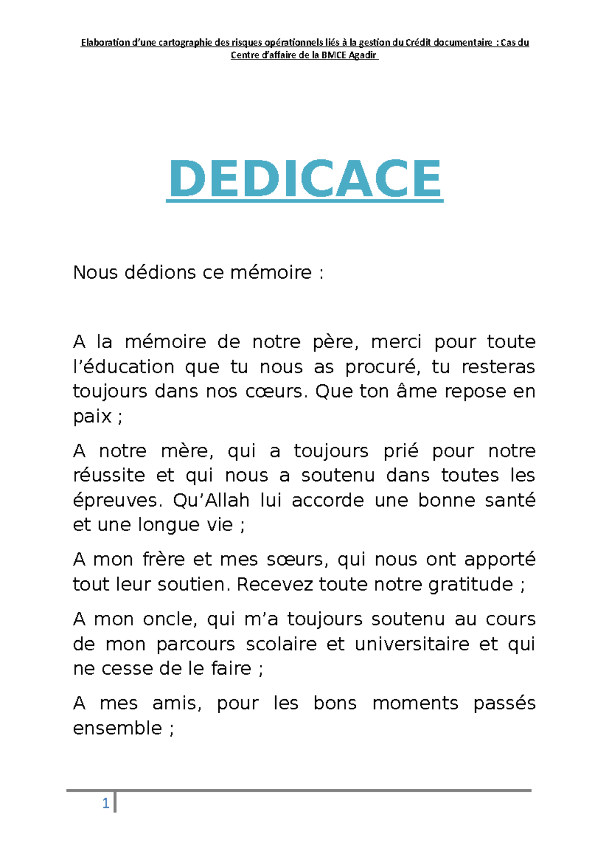 Elaboration d’une cartographie des risques opérationnels liés à la ...