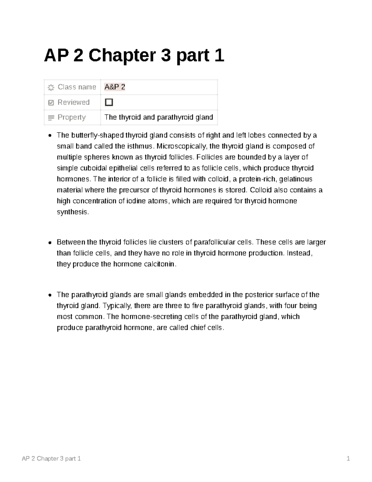 AP 2 Chapter 3 part 1 - Ap2 - AP 2 Chapter 3 part 1 Class name A&P 2 ...
