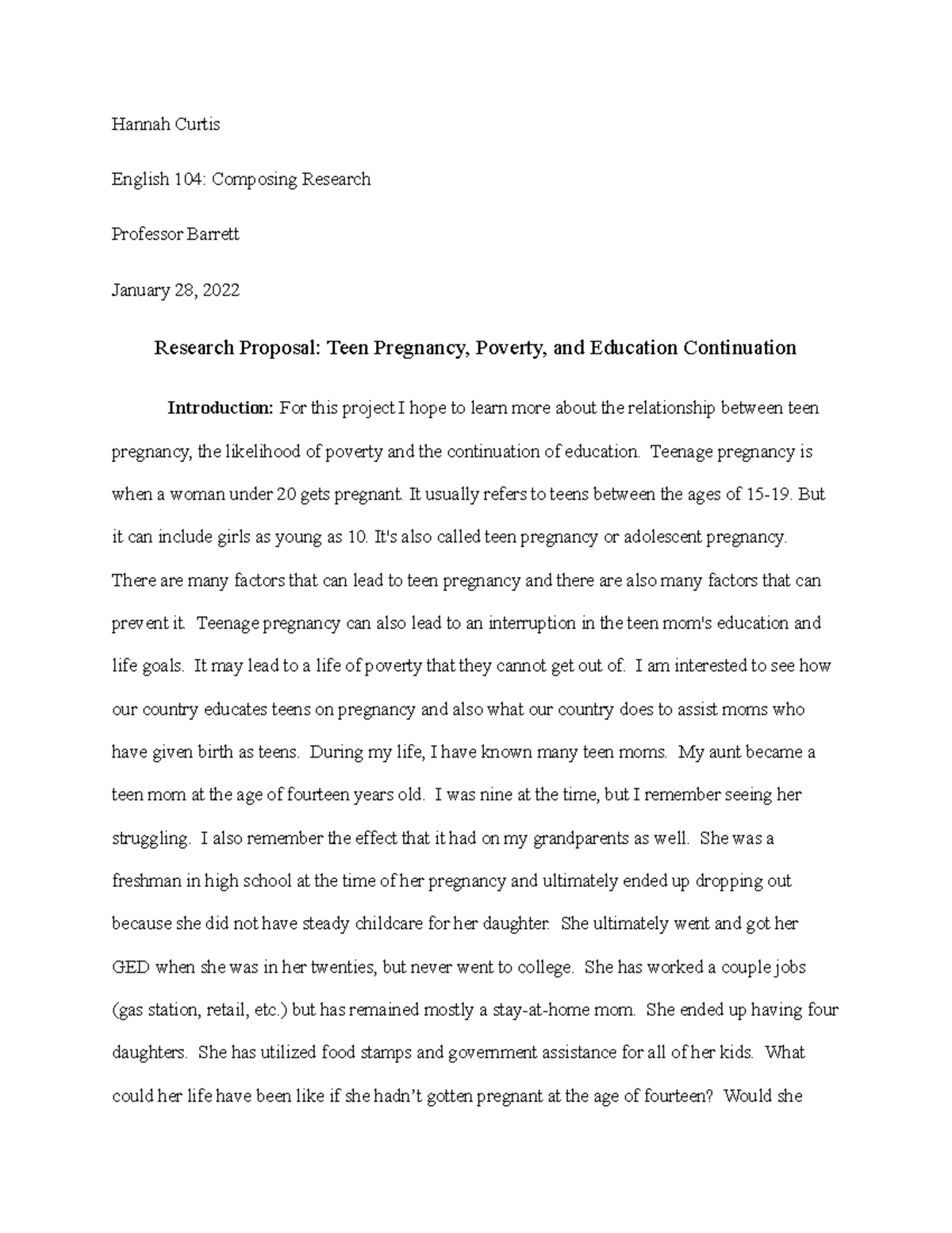 Research Proposal Final Draft - Hannah Curtis English 104: Composing ...