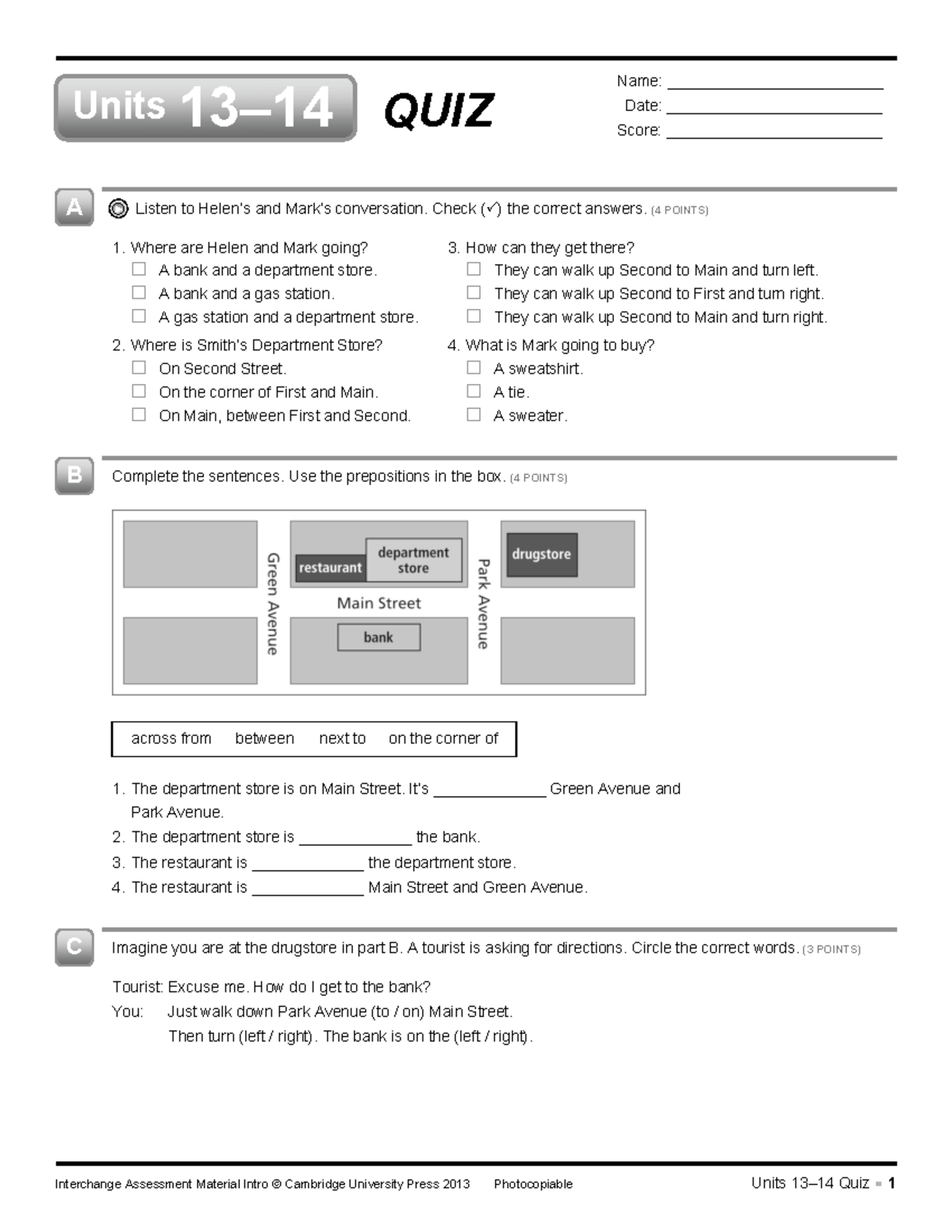 IC4 L0 WQ U13to14 - Interchange Assessment Material Intro © Cambridge ...
