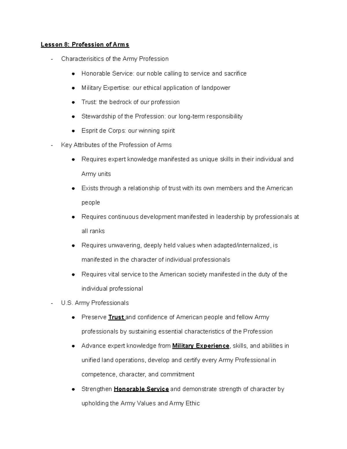 ARMY 101 - Lesson 8 (Profession of Arms) - Lesson 8: Profession of Arms ...