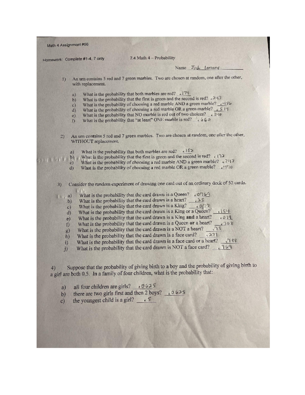 Math Assignment #56 - Probability - MATH 5322 - Studocu