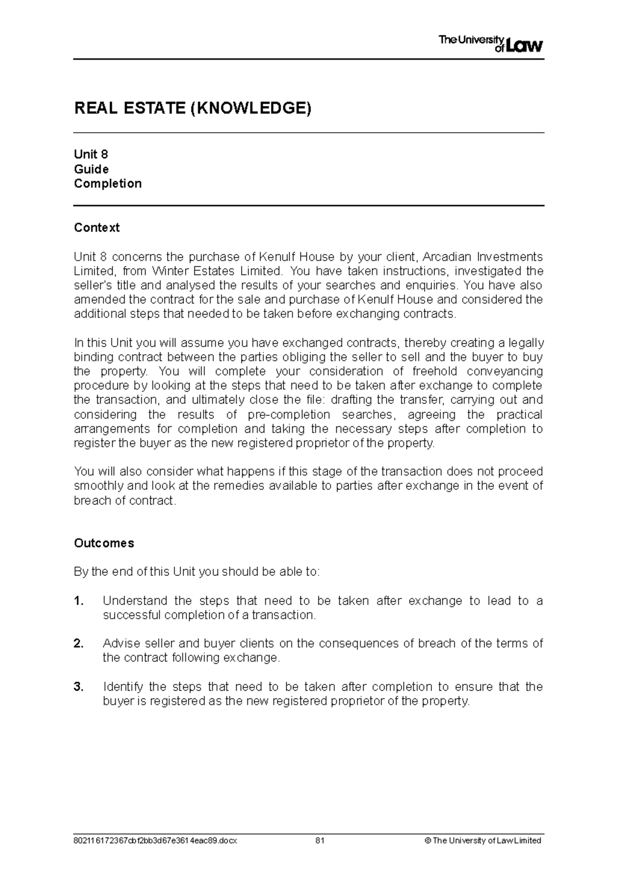 2223 re ws08 ce01 guide - xxx - REAL ESTATE (KNOWLEDGE) Unit 8 Guide ...