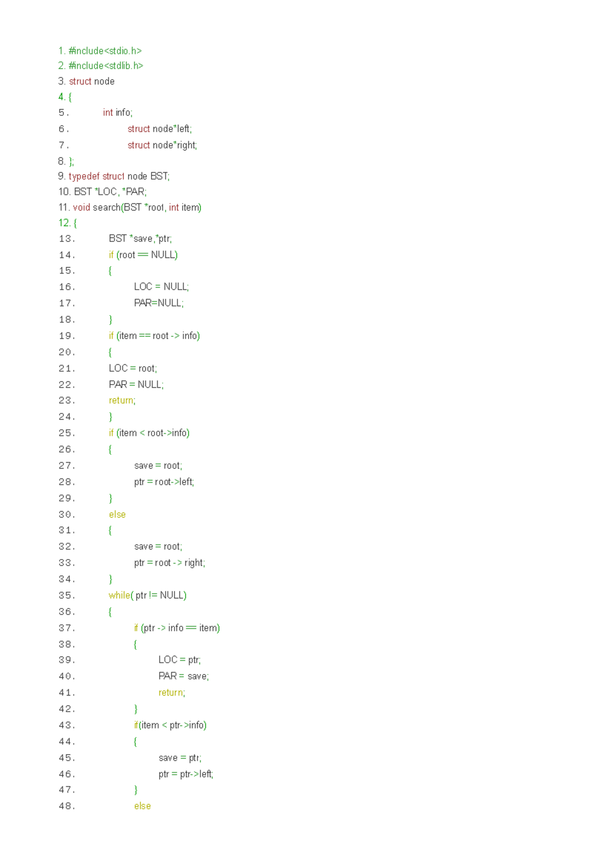 Binery Search Program - #include #include struct node { 5. int info; 6. - Studocu