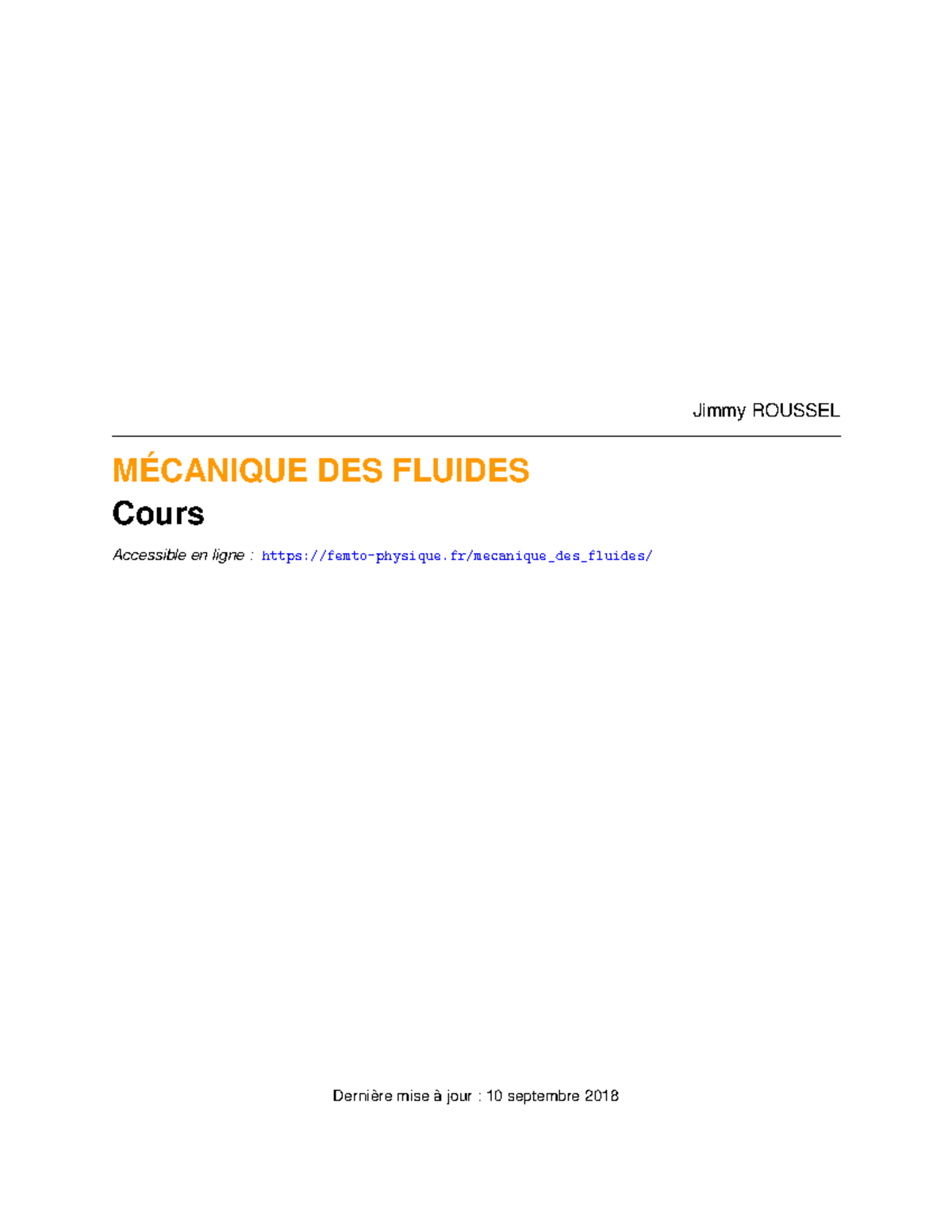 Book mecaflu - cours de mecanique de fluide - Jimmy ROUSSEL MÉCANIQUE DES FLUIDES Cours ...