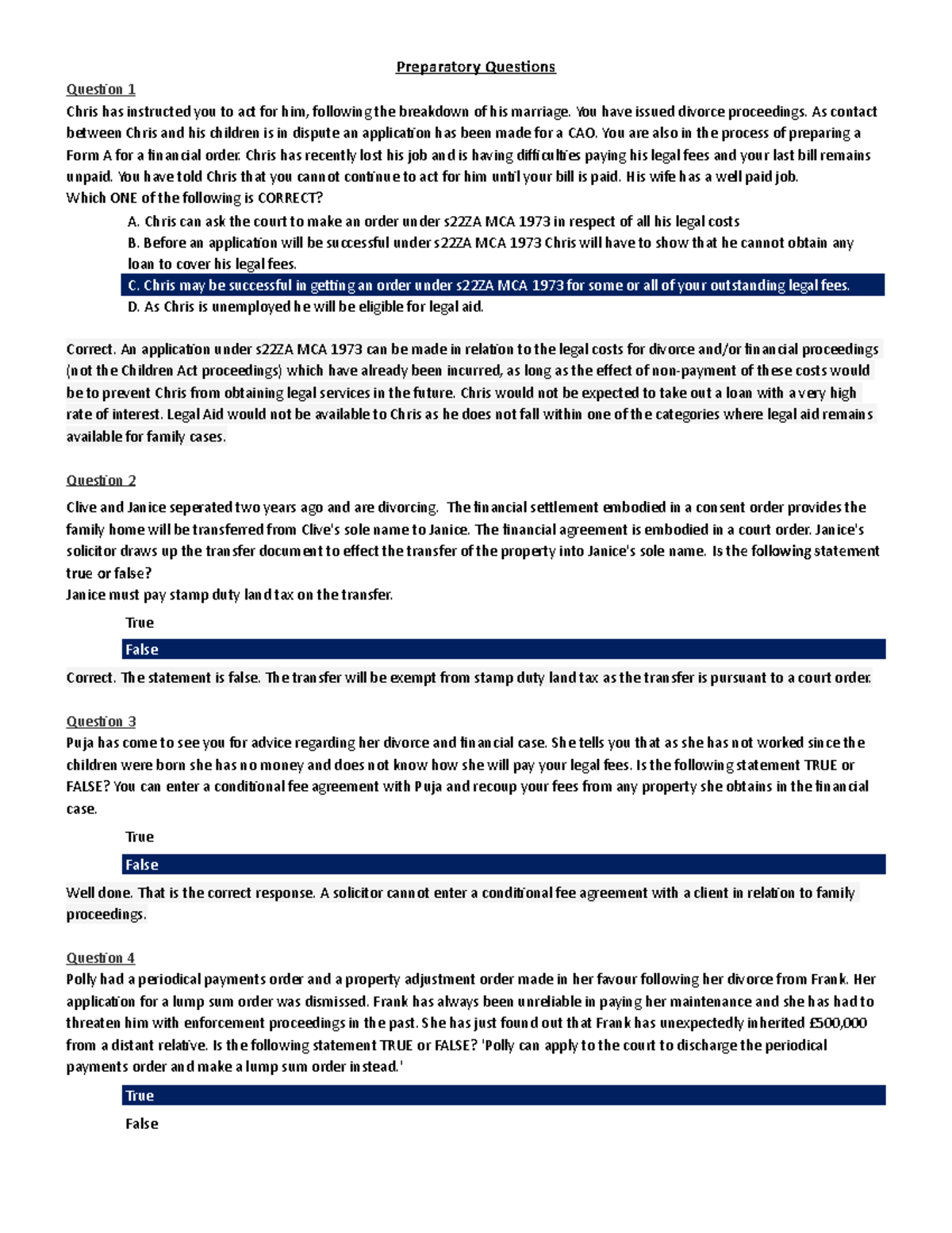 Unit 4 workshop MCQs - Preparatory Questions Question 1 Chris has ...