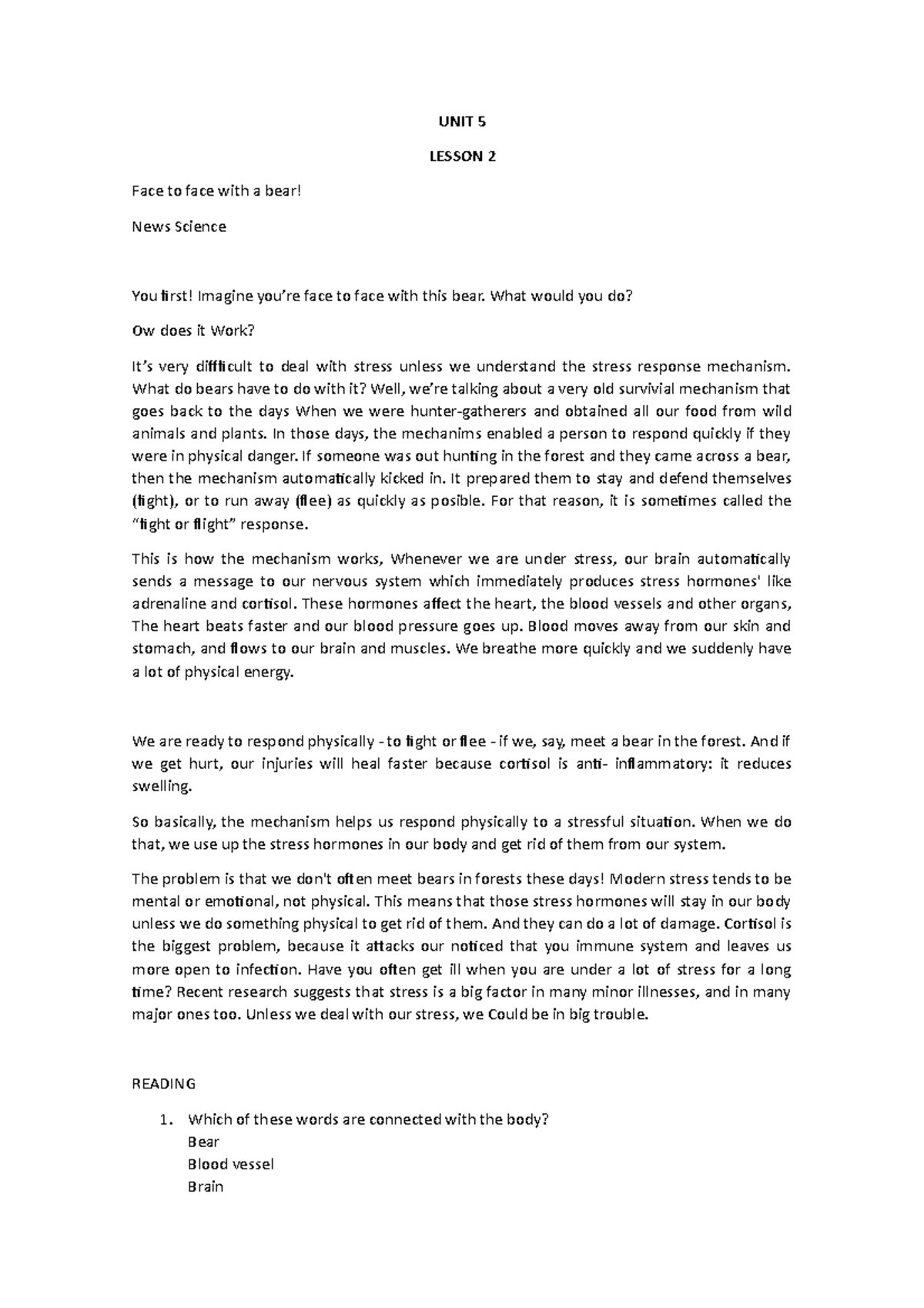 UNIT 5 Lesson 2 - unidad 6 leccion 2 - UNIT 5 LESSON 2 Face to face ...