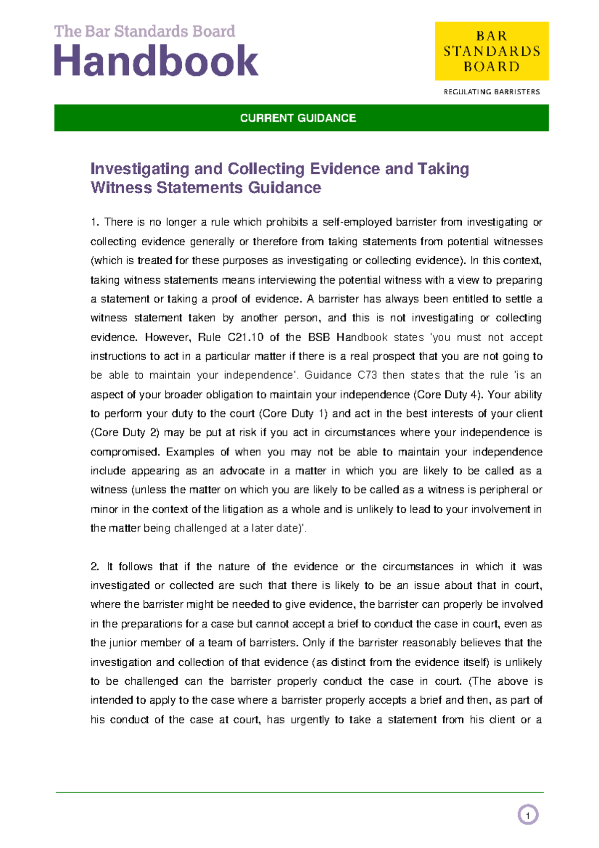 Investigating and Collecting Evidence and Taking Witness Statements - 1 ...
