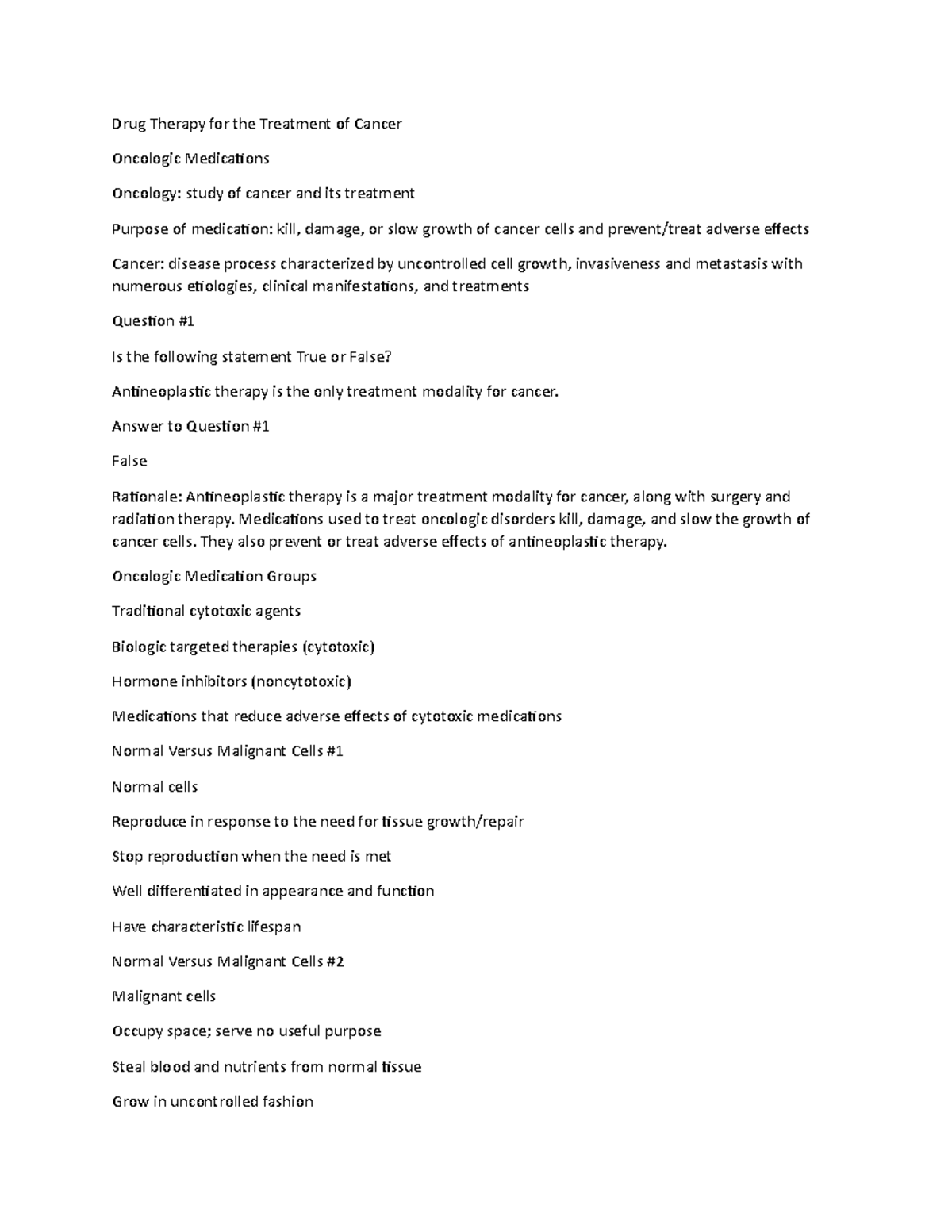 Drug Therapy Notes Drug Therapy For The Treatment Of Cancer Oncologic 9280