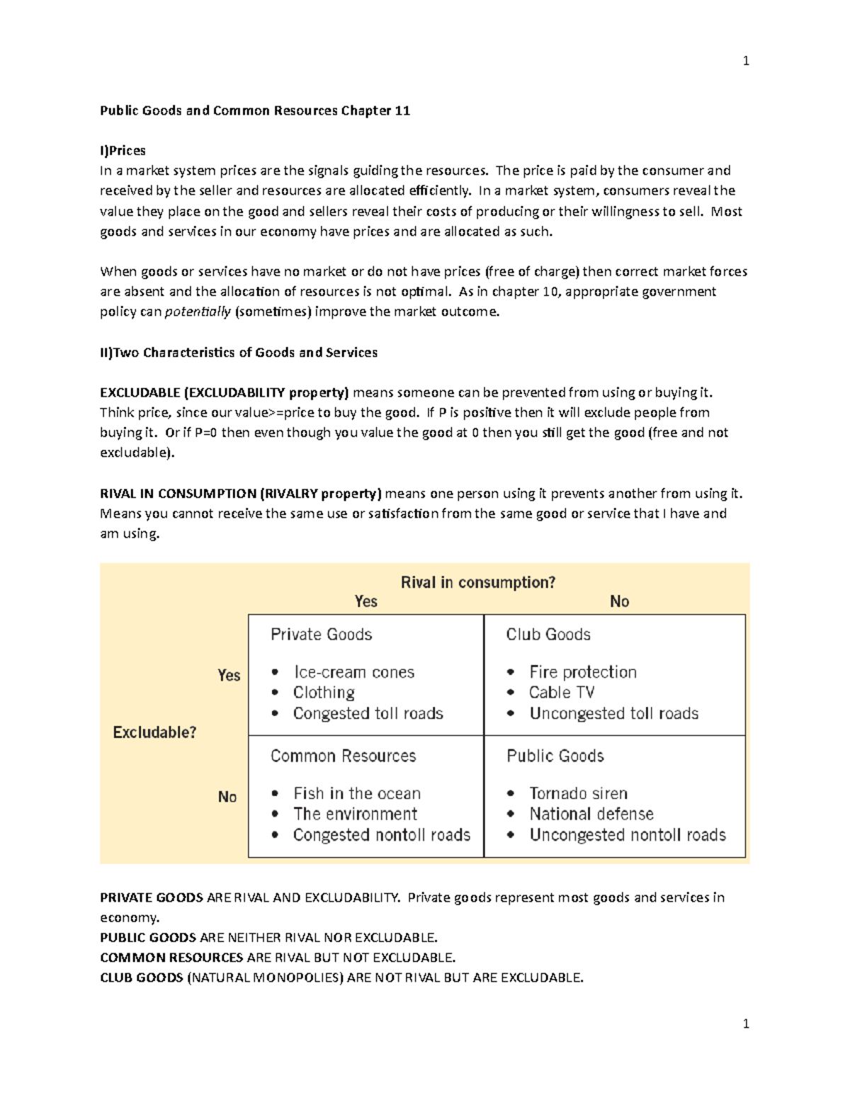 Chapter 11 Public Goods and Common Resources - 1 Public Goods and ...