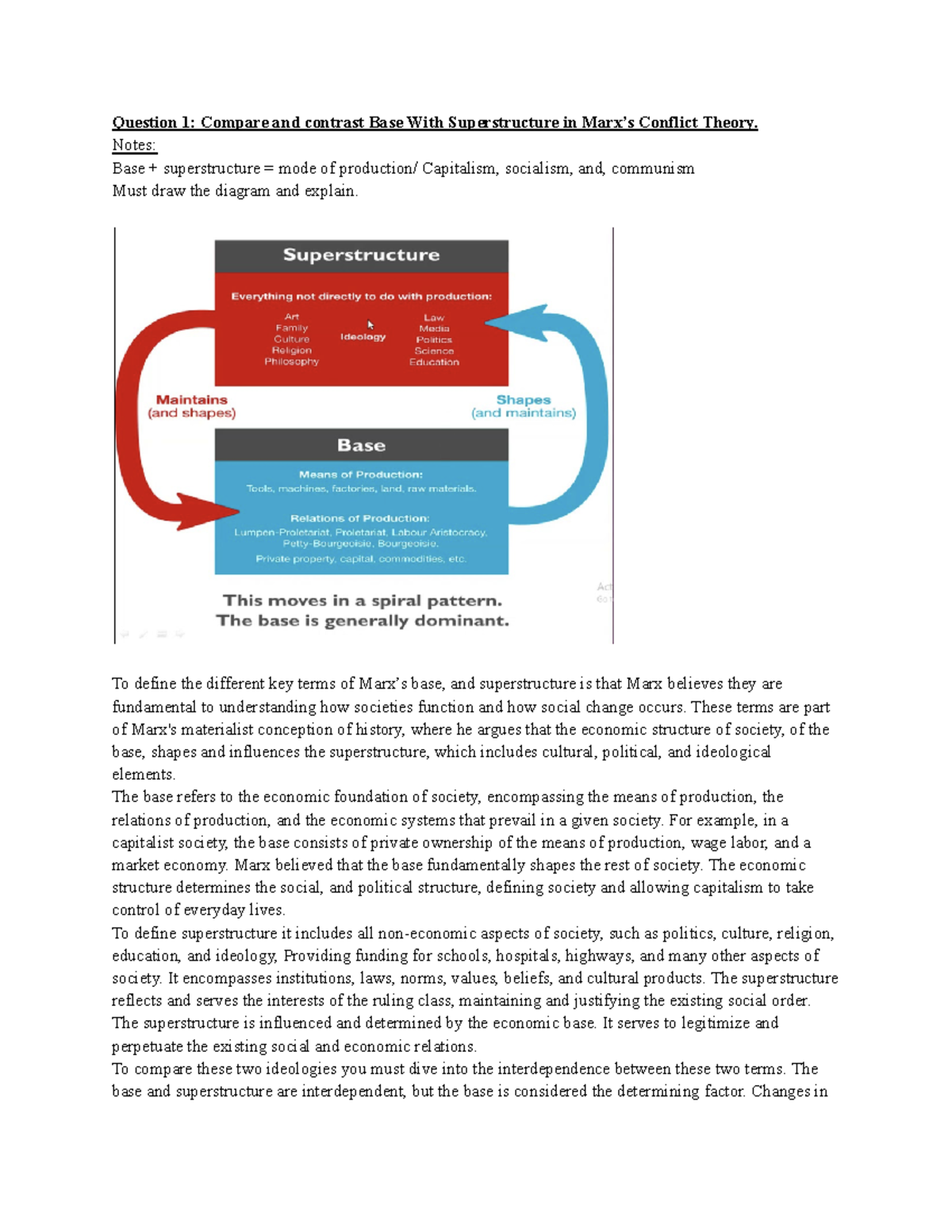 Sociology final practice Q1 - Question 1: Compare and contrast Base ...