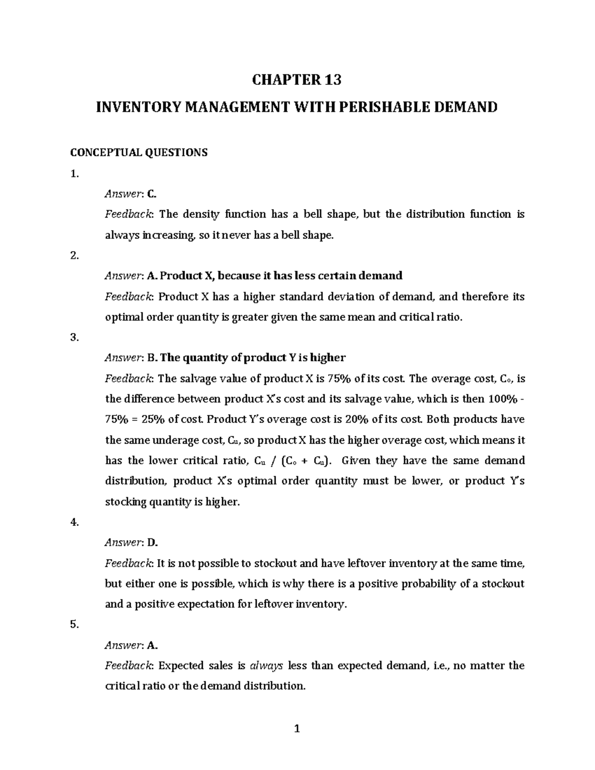 Ch 13 - Answers - inventory - CHAPTER 13 INVENTORY MANAGEMENT WITH ...