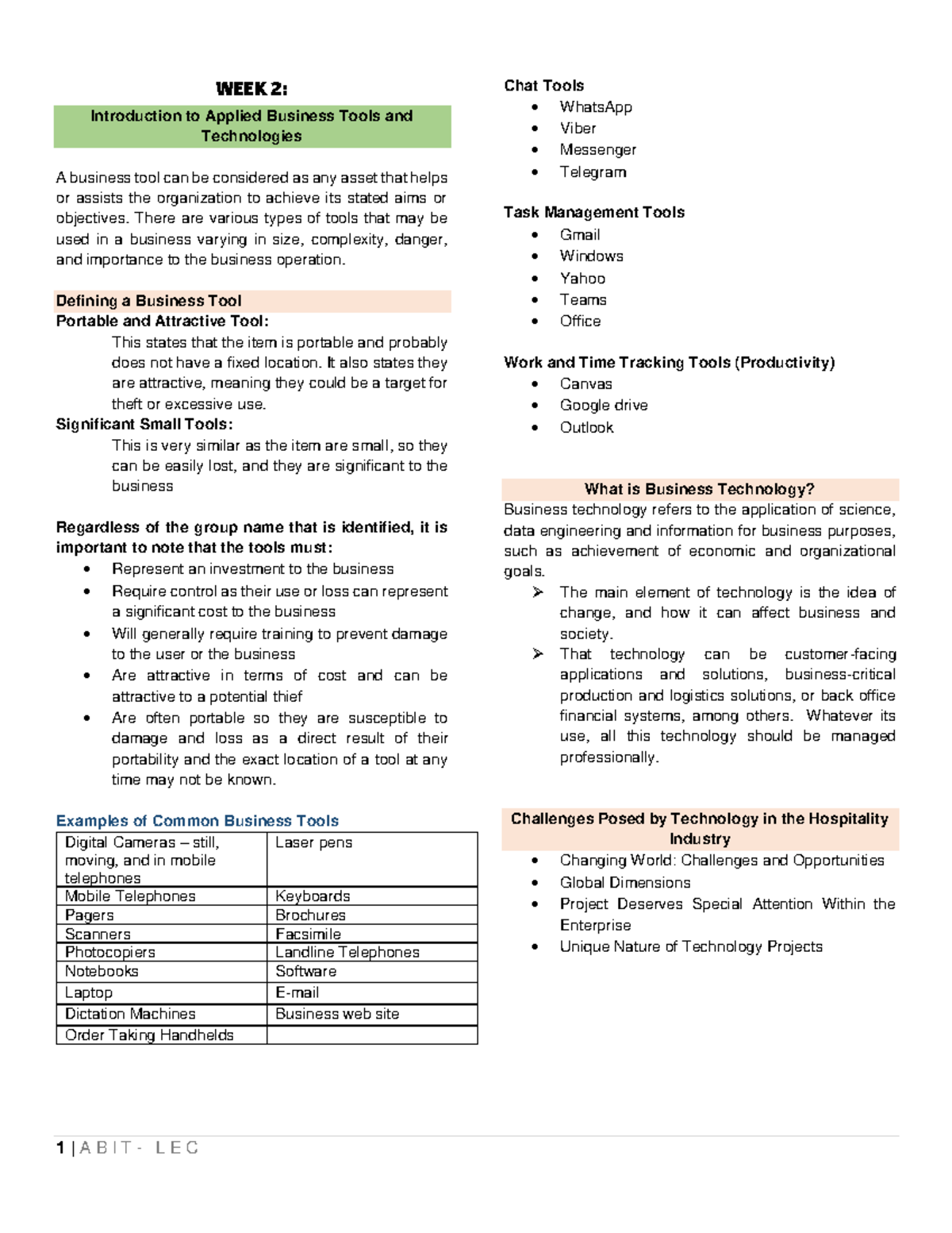ABIT-LEC- Prelims - N/A - WEEK 2: Introduction to Applied Business ...