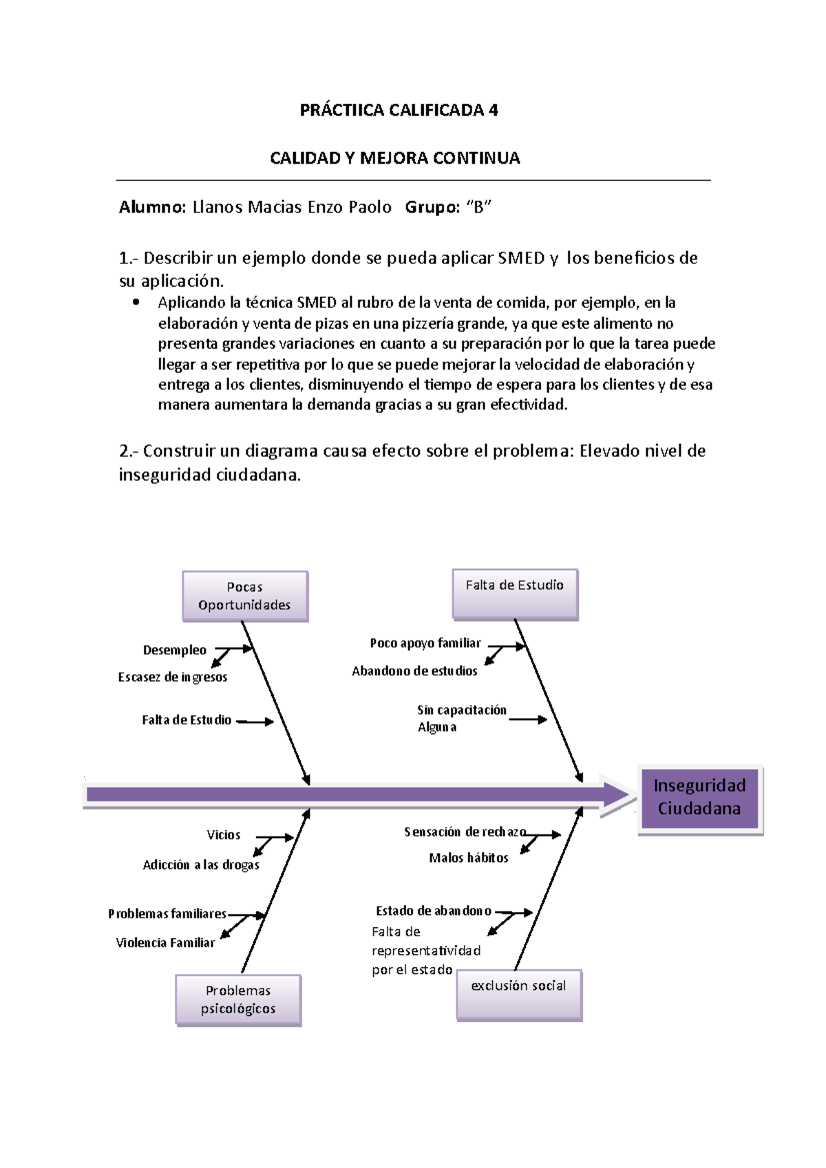 PC4 cymc 2021 calidad y mejora continua - PRÁCTIICA CALIFICADA 4 CALIDAD Y MEJORA CONTINUA ...