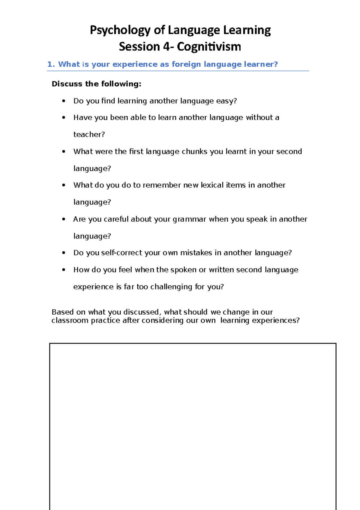 Pshicology of languages learning_ Cognitivism 2.3.6 - Session 4 ...