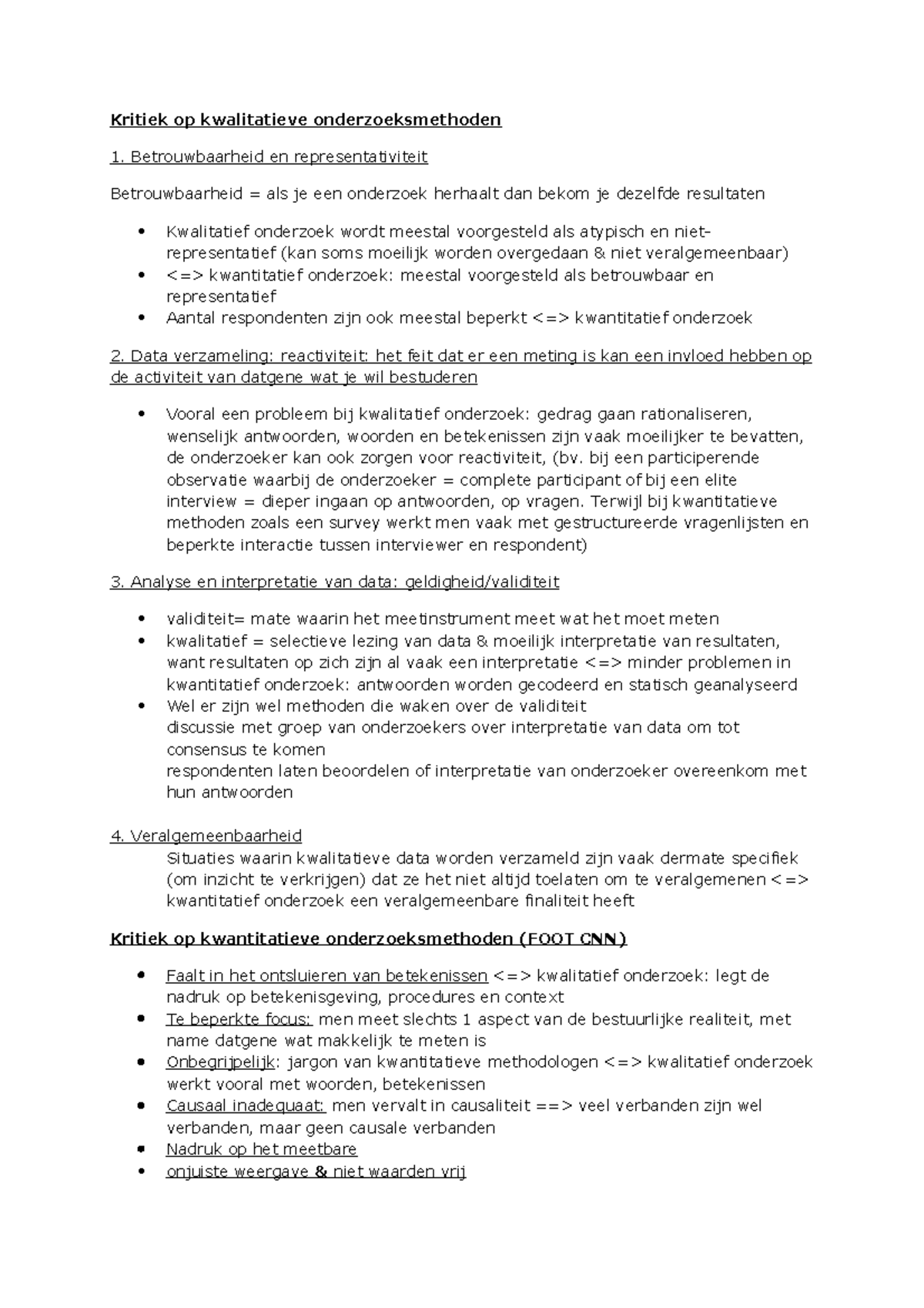 Kritiek op kwalitatieve onderzoeksmethoden - Betrouwbaarheid en ...