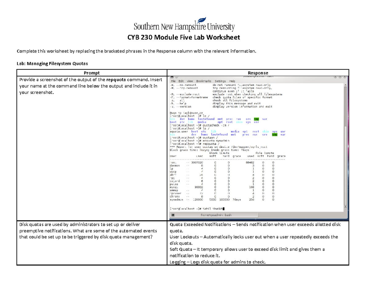 CYB 230 Module Five Lab Worksheet - CYB 230 Module Five Lab Worksheet ...