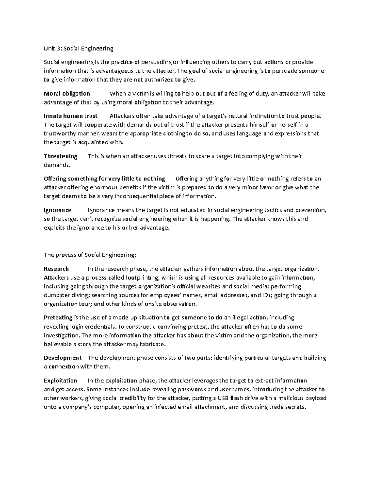 Unit 3 - Lecture Notes on Social Engineering - Unit 3: Social ...