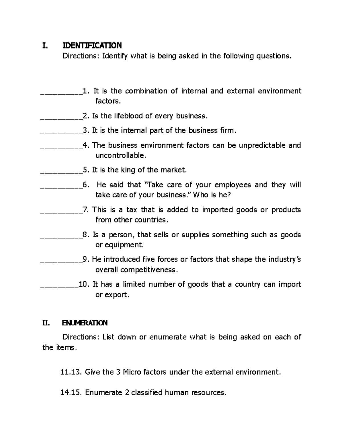 QUIZ - Final - BBVBNGERGGDFGDFGDFG - I. IDENTIFICATION Directions ...
