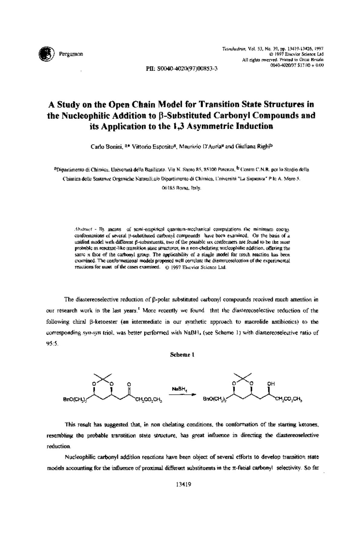 A study on the open chain model for transition states in chemical ...