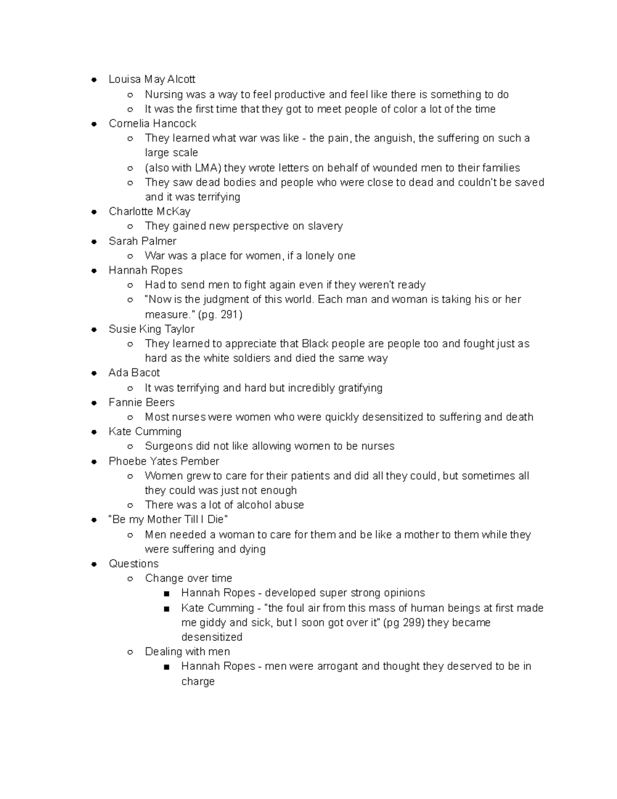 Civil War Nurses Notes - Louisa May Alcott Nursing was a way to feel ...