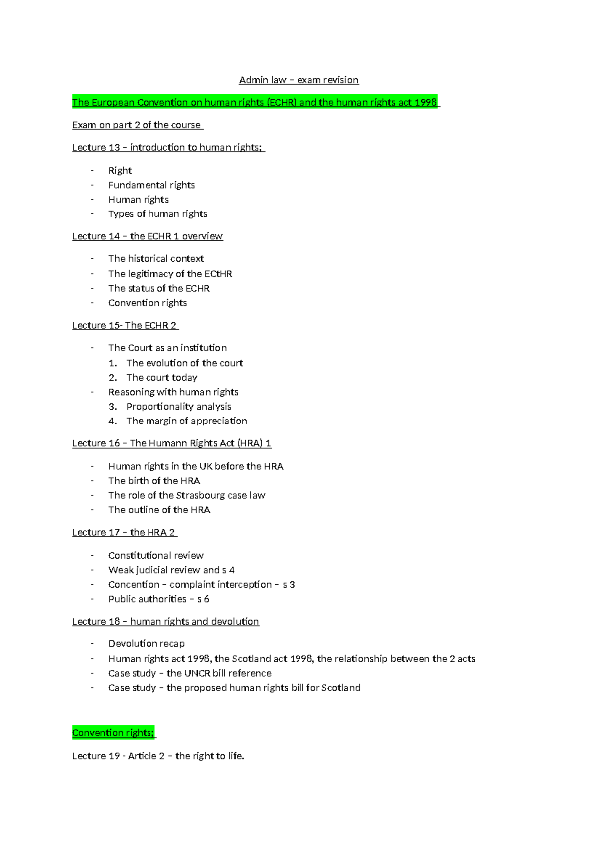 Admin law - exam revision - Admin law – exam revision The European ...