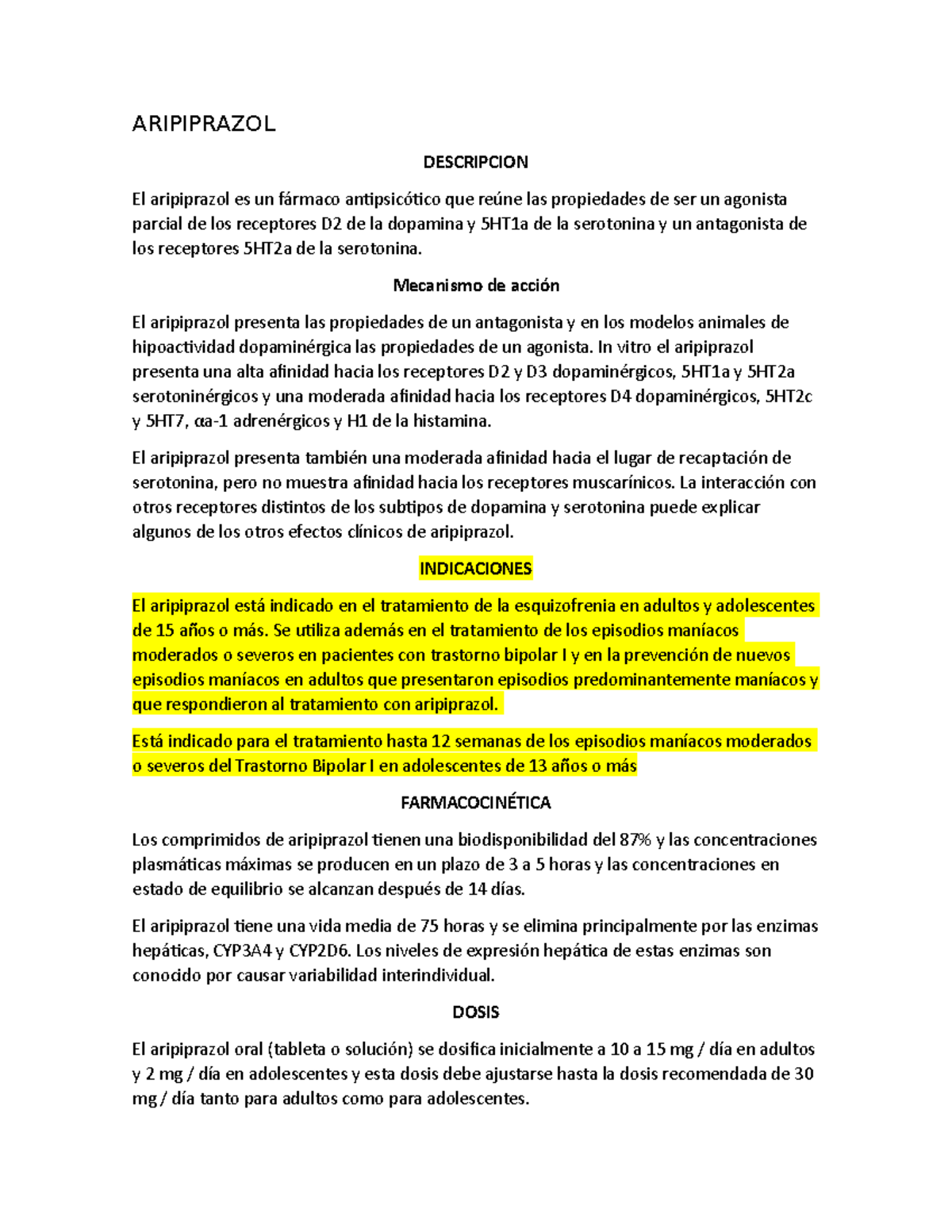 Aripiprazol - idk - ARIPIPRAZOL DESCRIPCION El aripiprazol es un ...