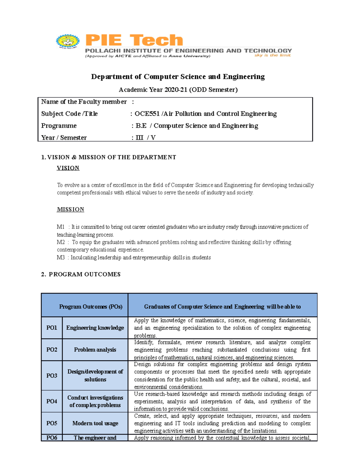 4.Course Plan Format - Department of Computer Science and Engineering ...