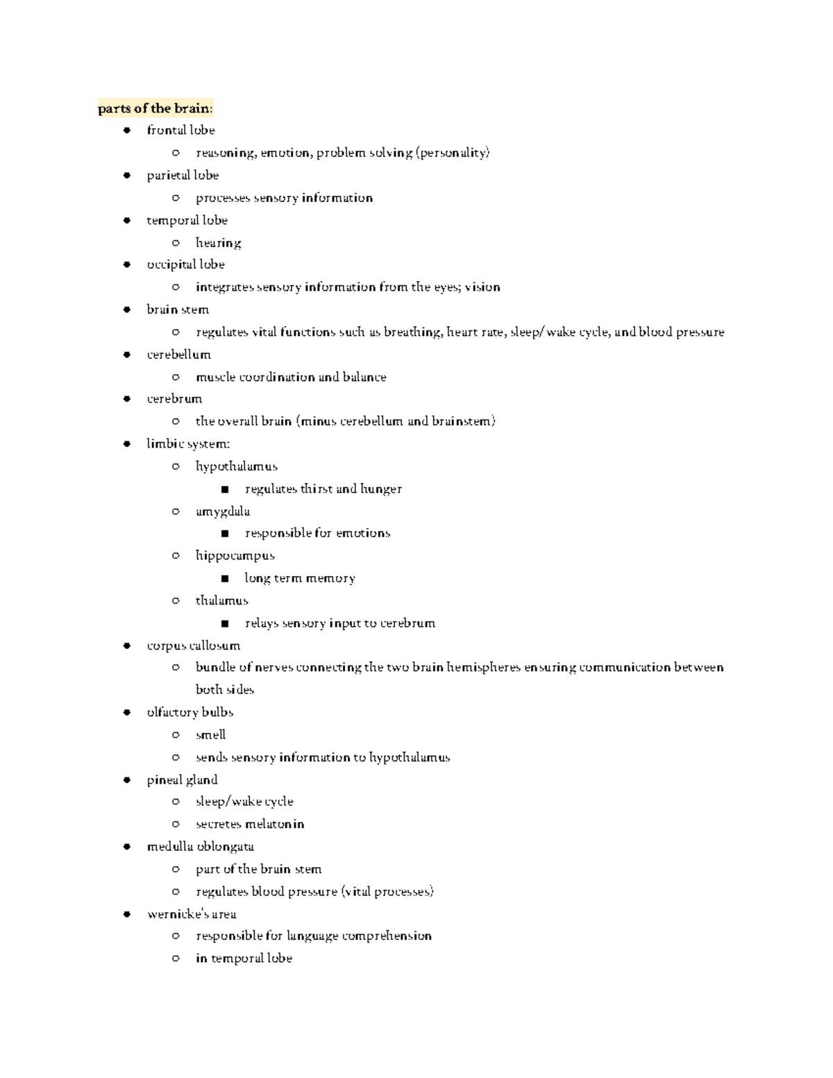 PLTW Human Body Systems 2.1 Study Guide - Google Docs - parts of the ...