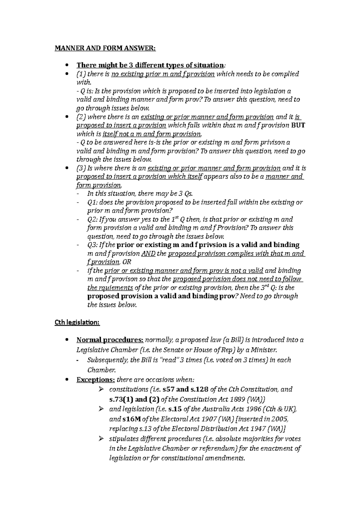 Manner AND FORM Answer - MANNER AND FORM ANSWER: There might be 3 ...