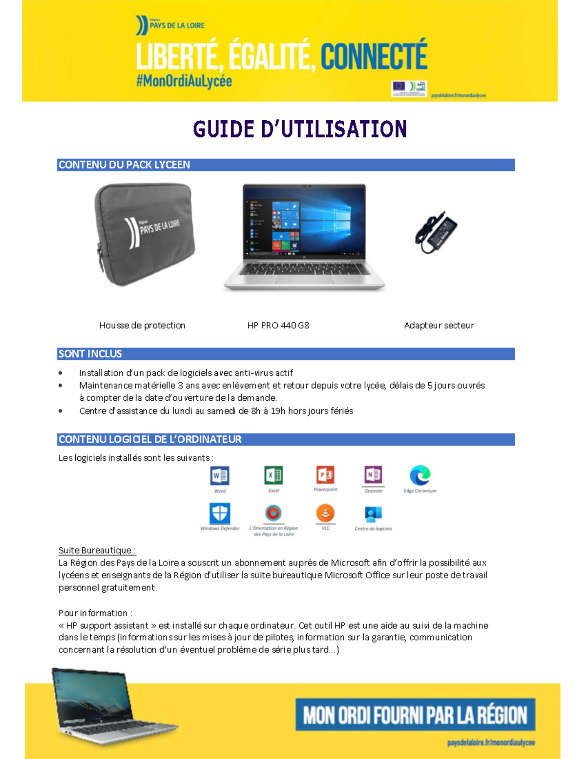 Guide utilisation ordi - GUIDE D’UTILISATION CONTENU DU PACK LYCEEN ...