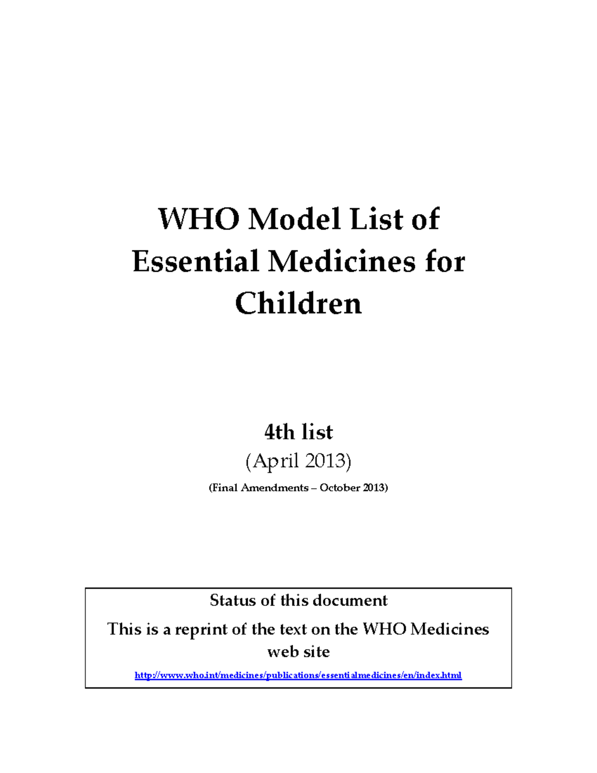 EMLc 4 eng - meds - WHO Model List of Essential Medicines for Children ...