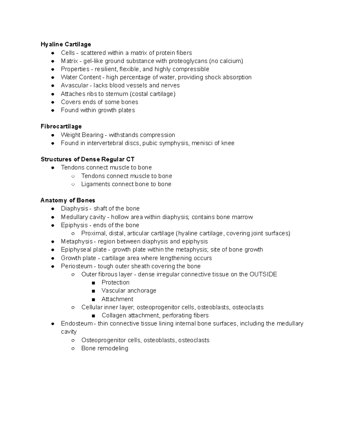 Chapter 7 KIN 223 - Hyaline Cartilage Cells - scattered within a matrix ...