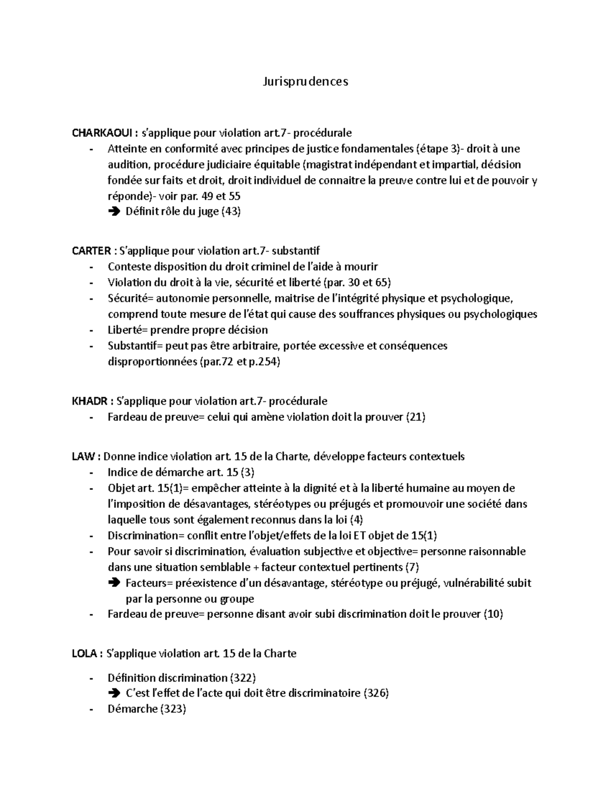 Jurisprudence - Ingrid Roy - Jurisprudences CHARKAOUI : s’applique pour ...