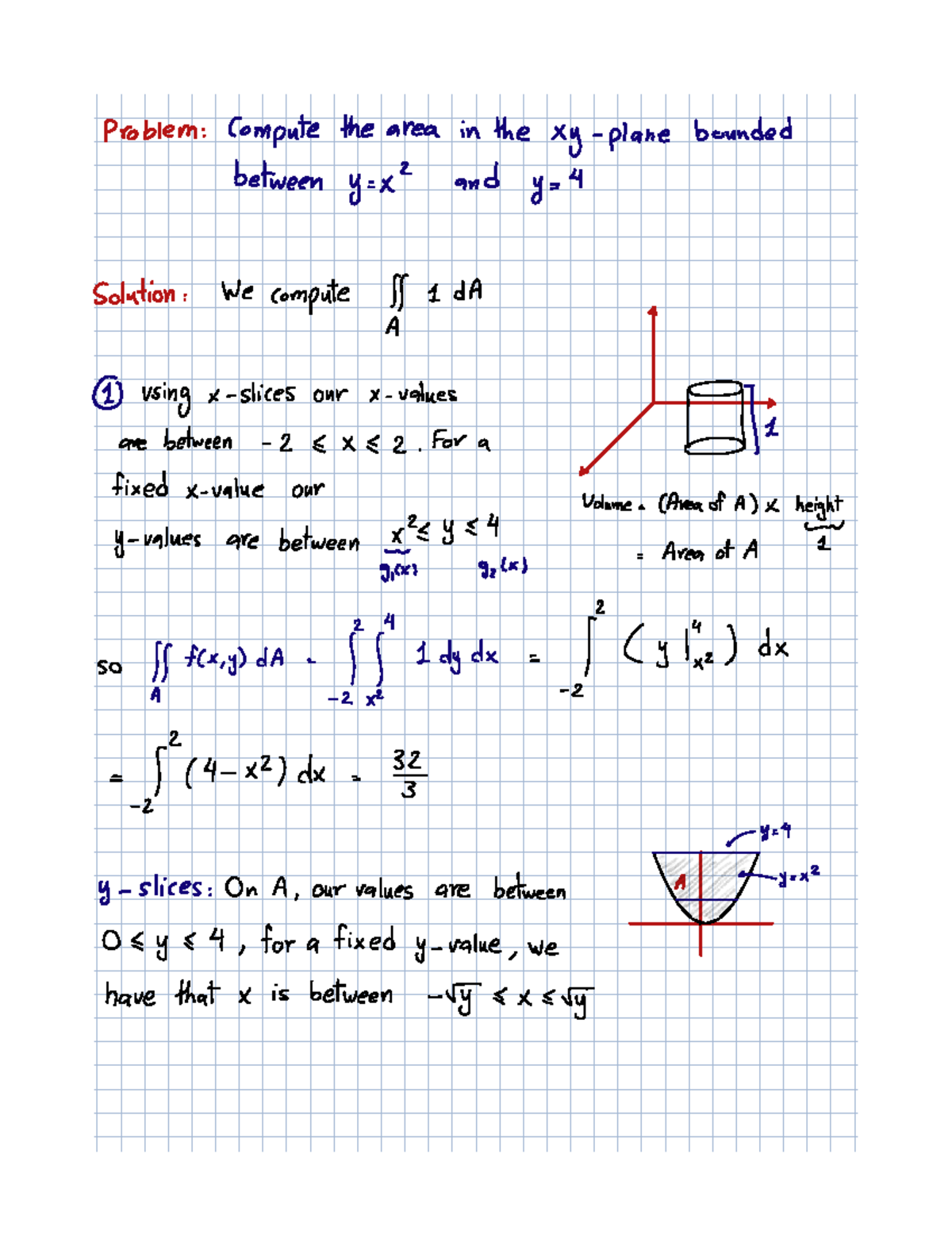Lecture 13 - Double Integral - Problem Compute the area in the xy plane ...