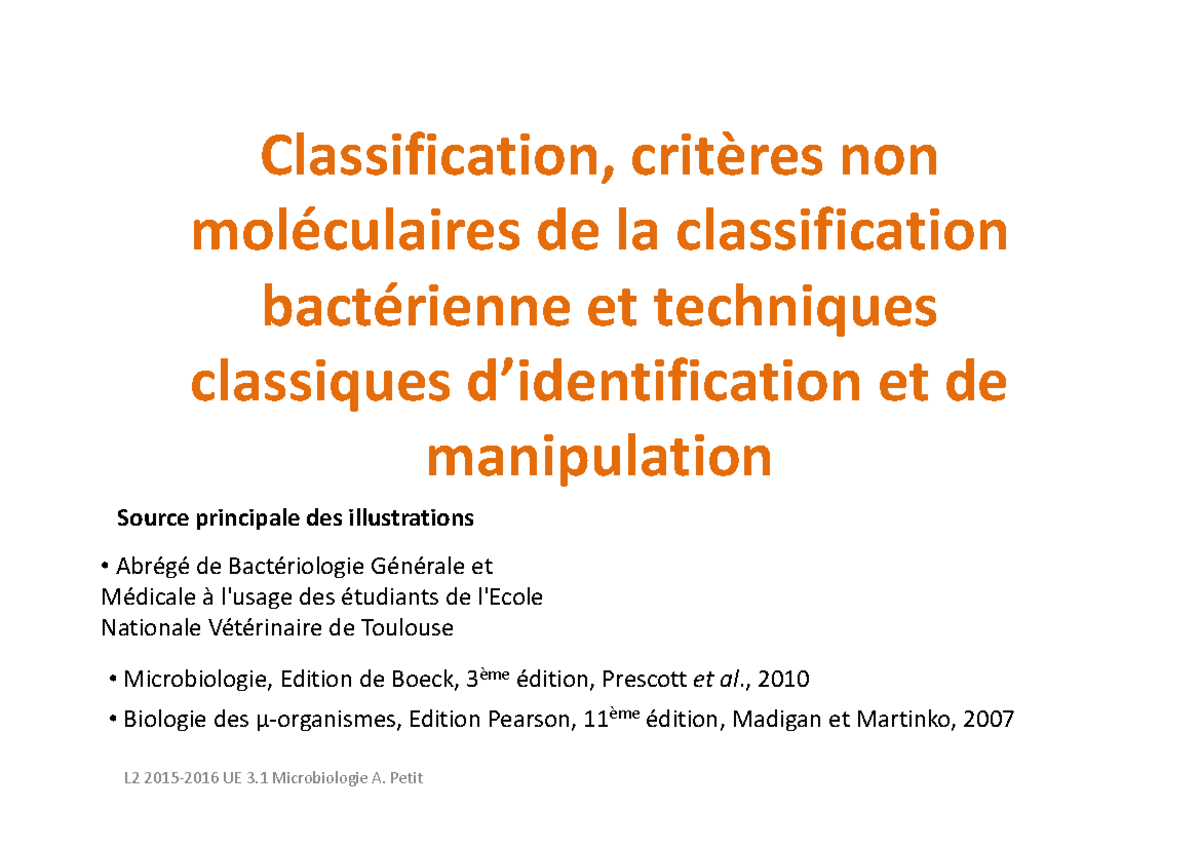 ENT CM3 Classification et études des bactéries 2019-2020 ...