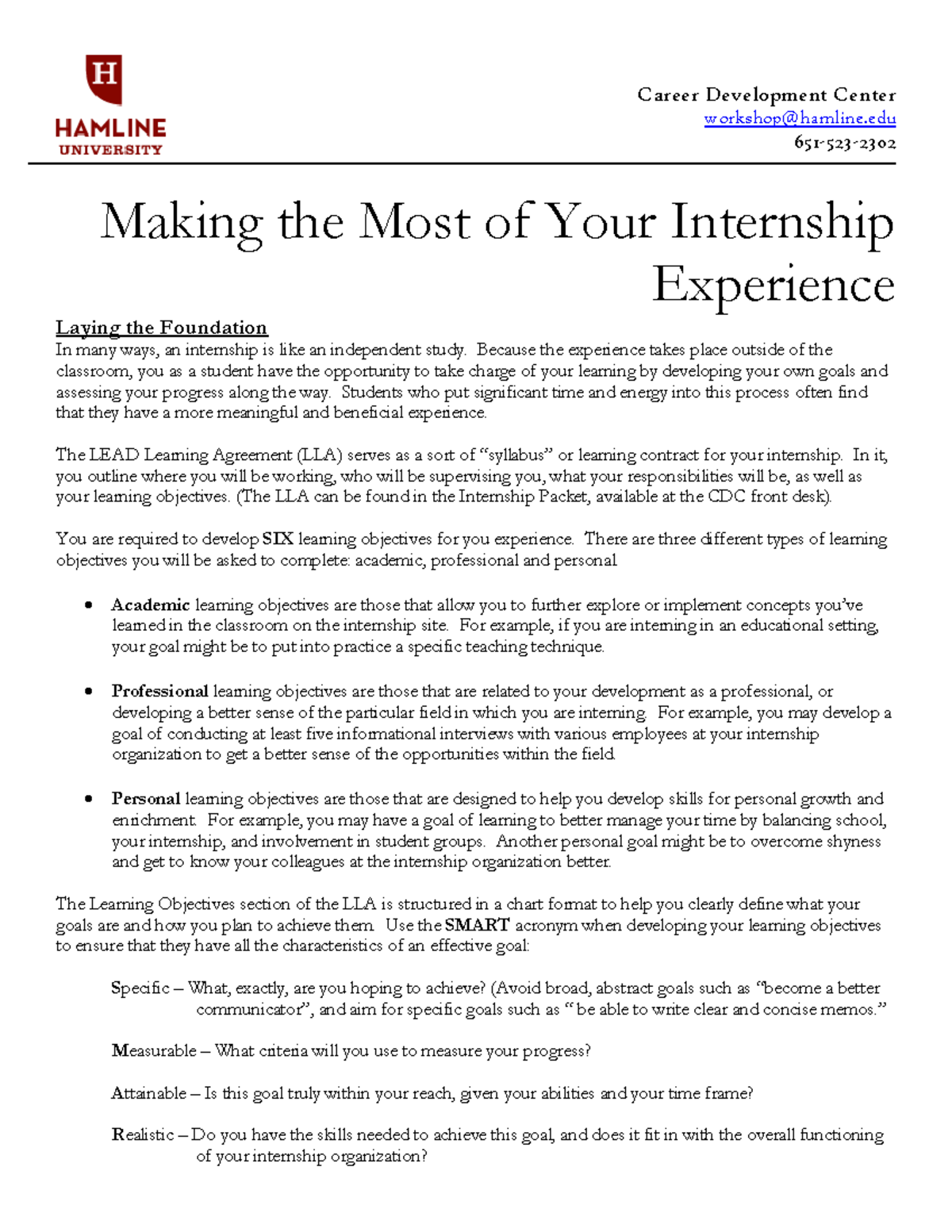 Making the Most of the Internship Experience - Career Development ...
