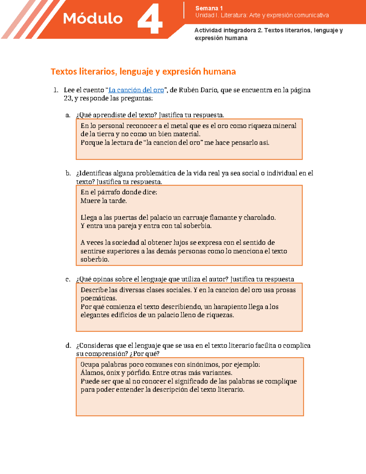 Actividad del Módulo 4 semana 1 Actividad integradora 2 - Semana 1 ...
