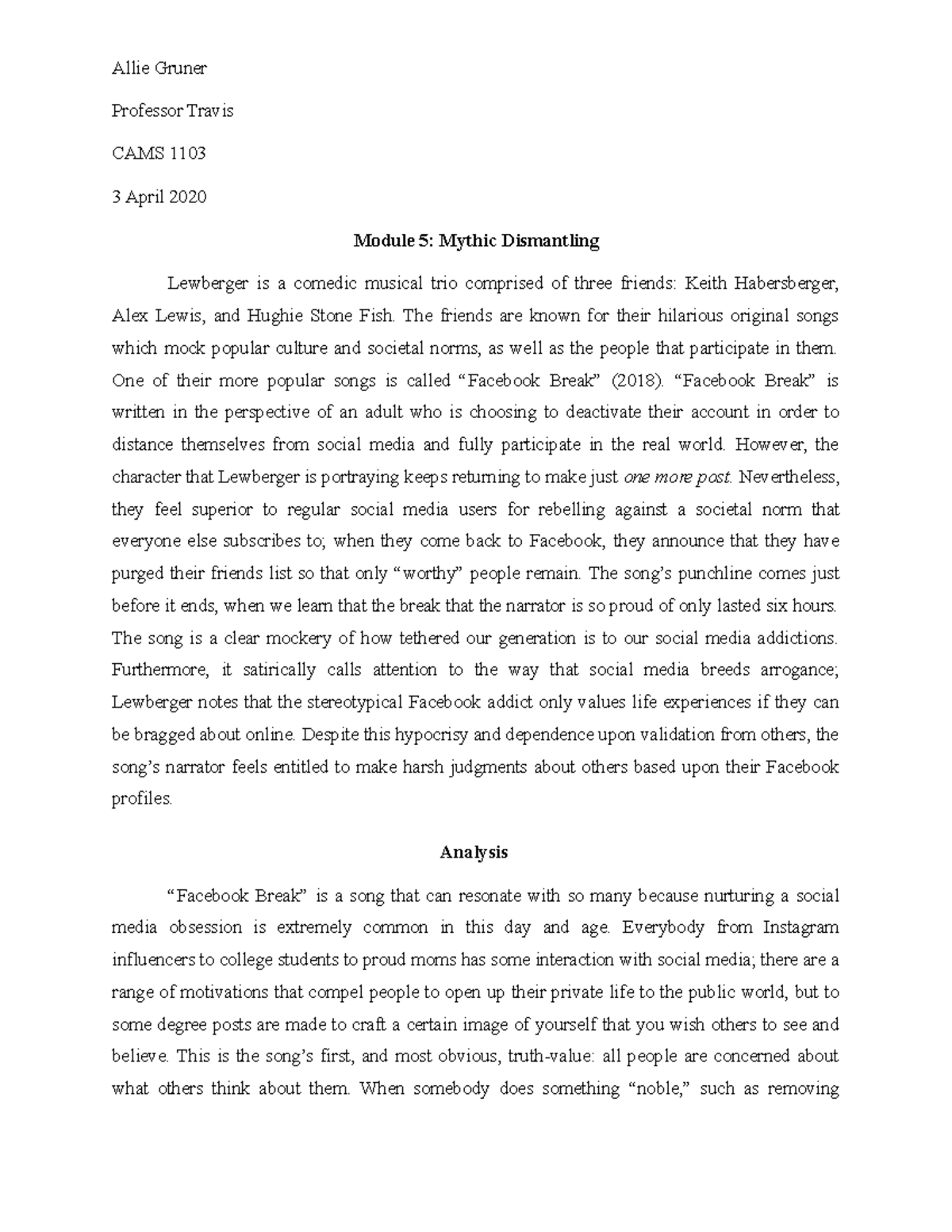Lab Report 5 Full - Allie Gruner Professor Travis CAMS 1103 3 April ...